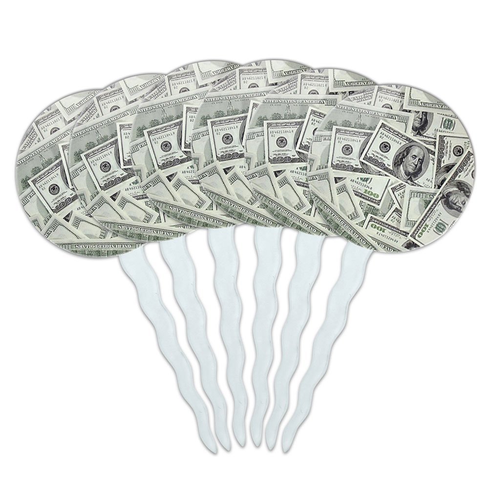 Set of 6 Cupcake Picks Toppers Decoration Symbols - Dollar Sign Gold ...