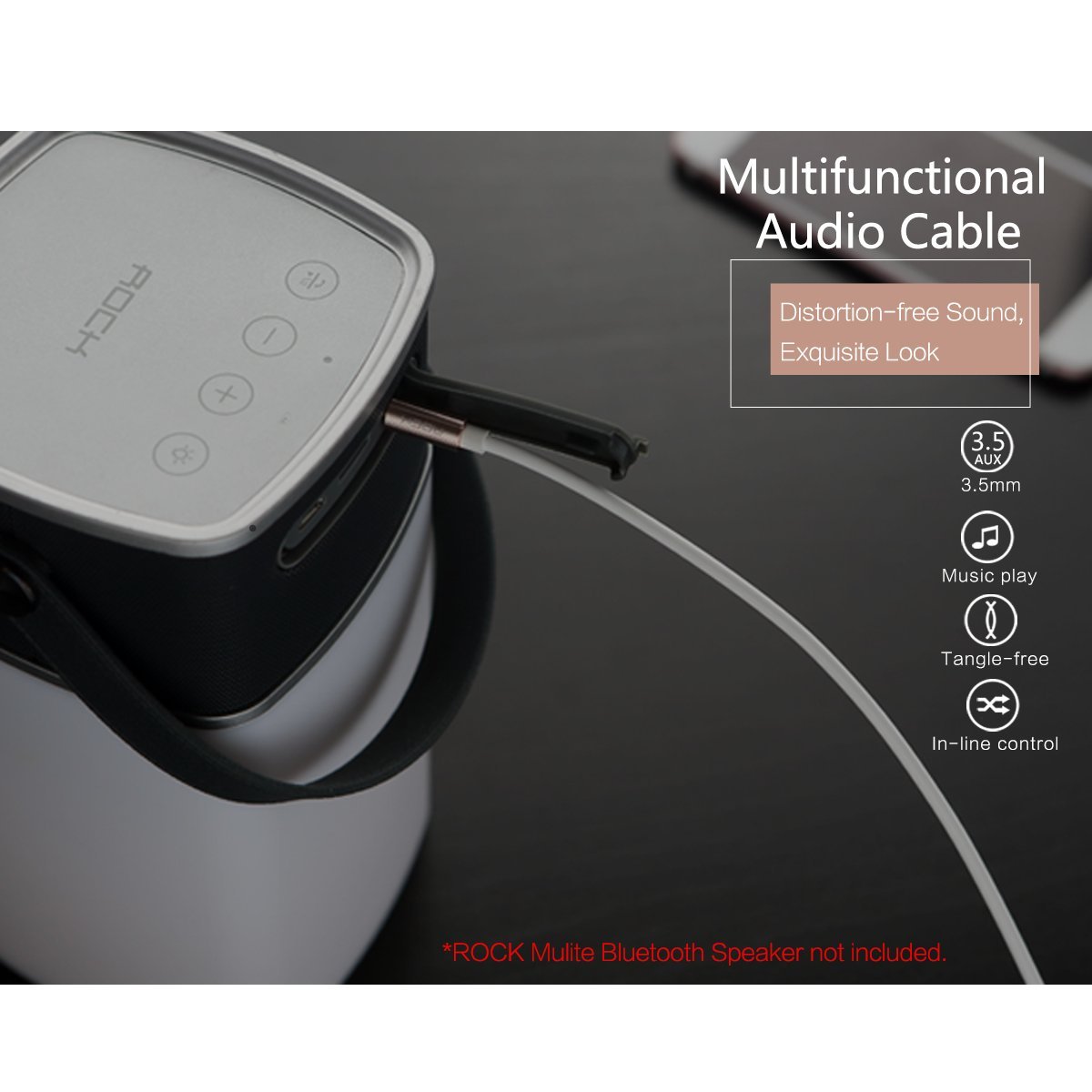 ROCK Stylish 3.5mm Multifunctional Audio Cable for AUX Devices, In-line ...
