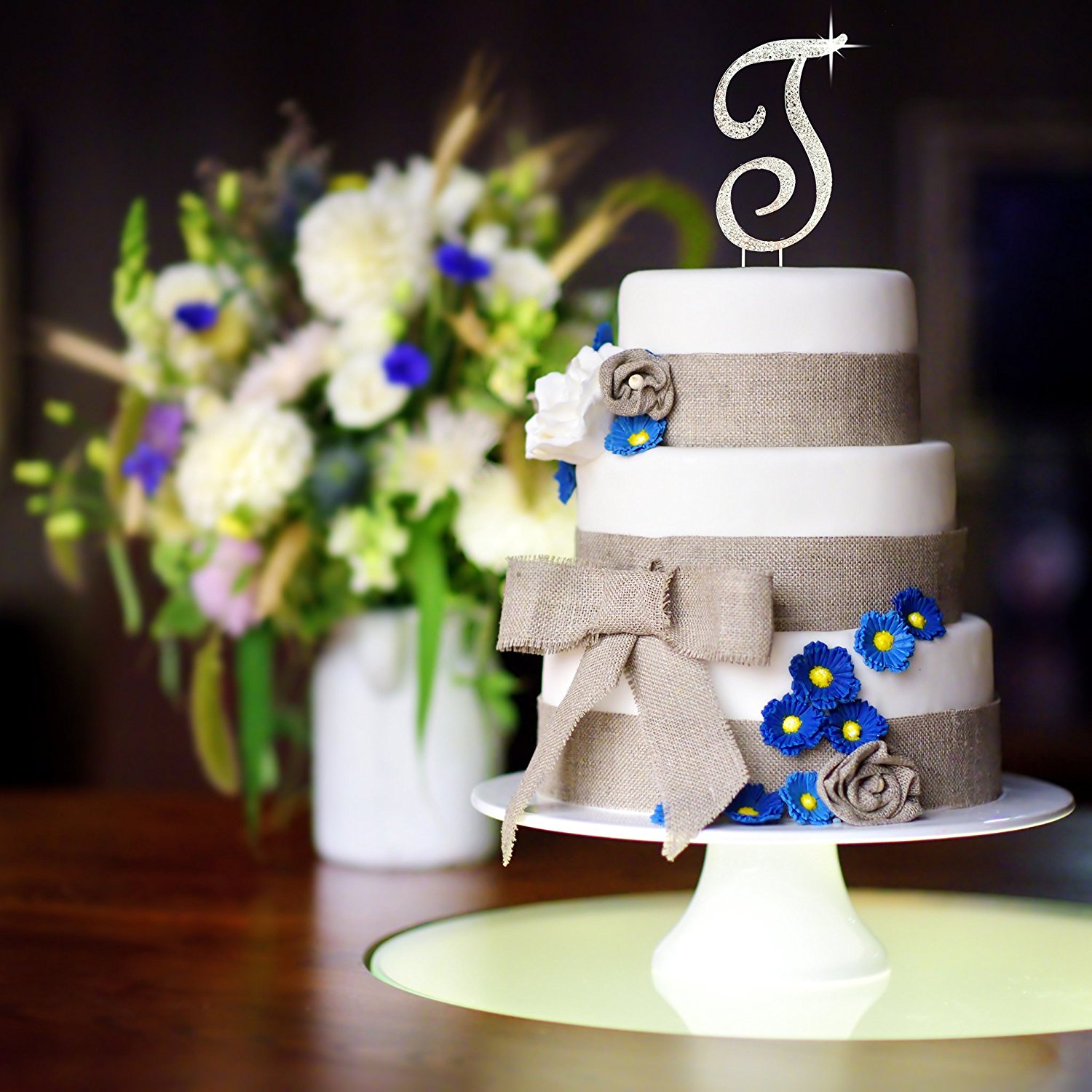 Letter L Rhinestone Crystal Cake Topper Silver, Numbers, Letters for ...