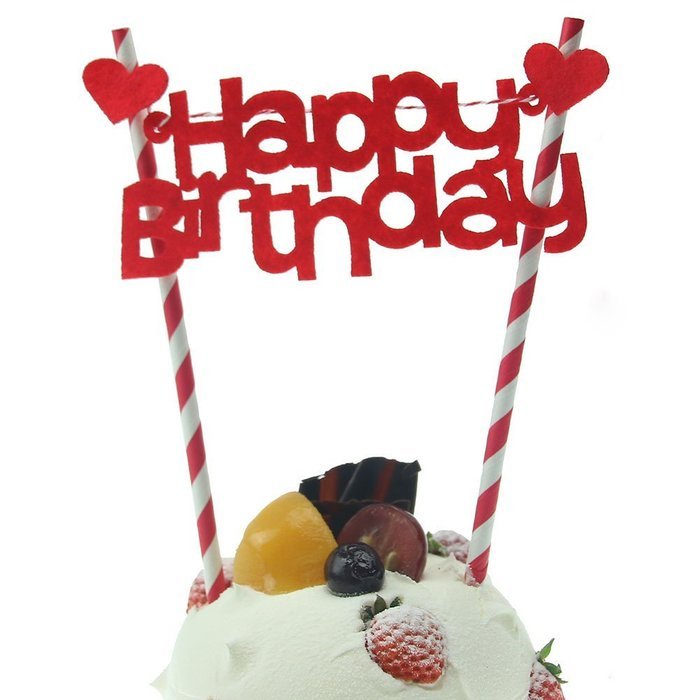 Hangnuo 1 Set DIY Cake Toppers Flags Banner Birthday Cake Flags ...