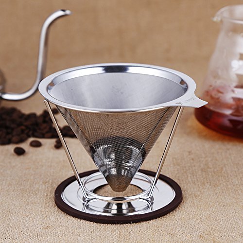 Coffee Dripper Stainless Steel with Double Layer Fine Mesh-Premium Pour ...