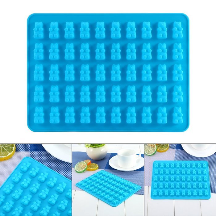 50 Cavity Silicone Gummy Bear Chocolate Mold Candy Maker Ice Tray Jelly ...