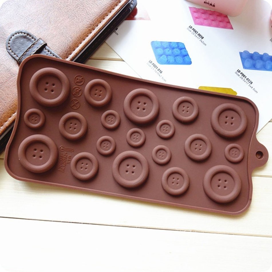 Bestjybt Silicone Button Chocolate Mold Candy Mold Jelly Ice Cube Tray ...