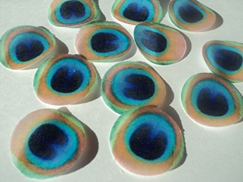 48 round very small 1" Green Edible Decorative Wafer Paper Peacock ...