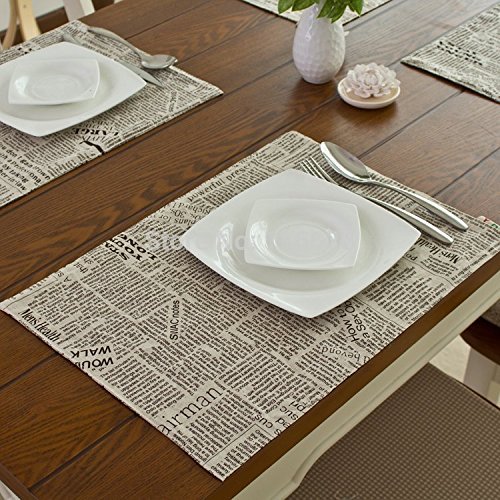Fashion linen fabric placemat heat insulation mat dining table mat ...