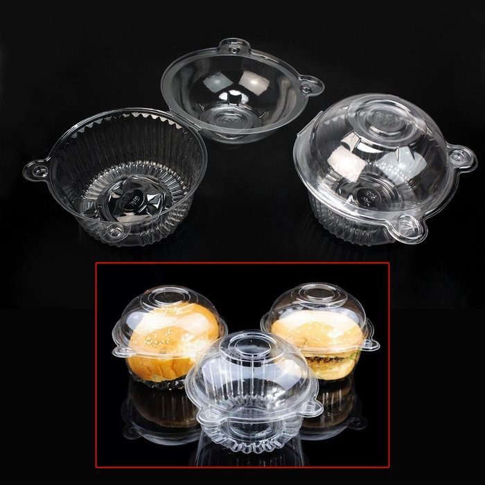 Disposable 50 Clear Plastic Single Cup Cake Muffin Case Pods Boxes ...