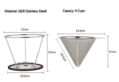 Coffee Dripper Stainless Steel with Double Layer Fine Mesh-Premium Pour ...