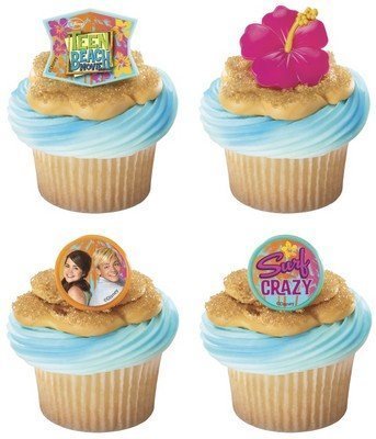 12 Teen Beach Movie Summer Fun Plastic Cupcake Rings Party Favors Cake ...