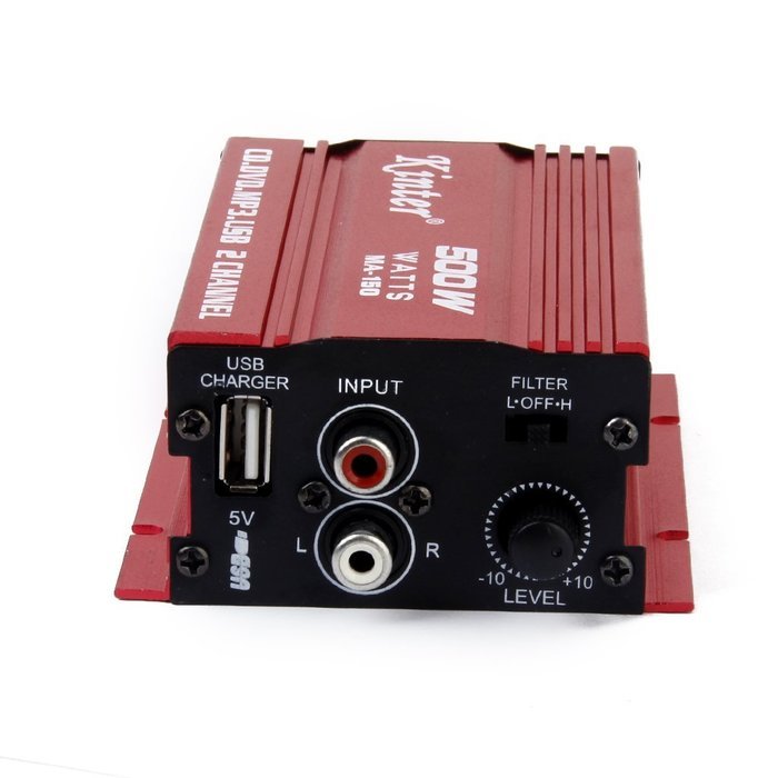 Mini Car Motorcycle MP3 Hi-Fi Stereo Audio Amplifier with Cable Wires ...
