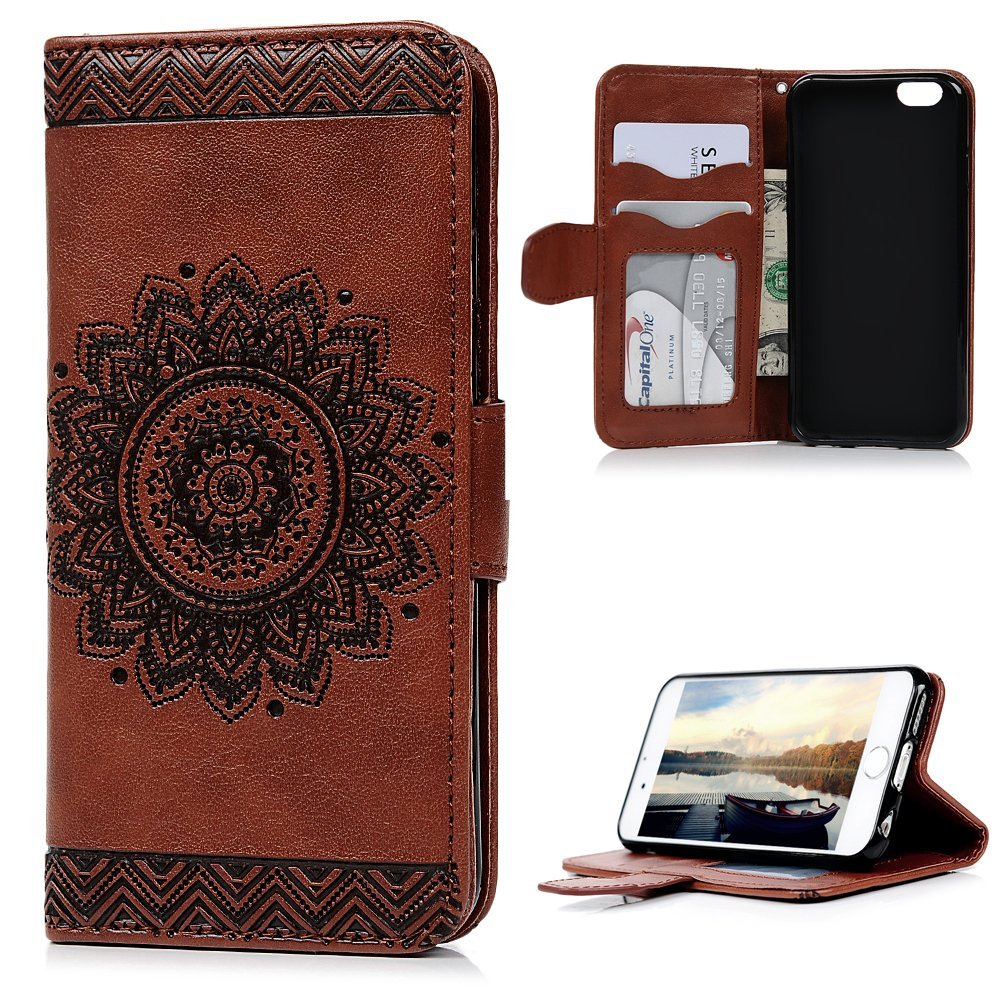 IPhone 6S Plus Case,iPhone 6 Plus Case (4.7") - Wallet Embossed Totem ...