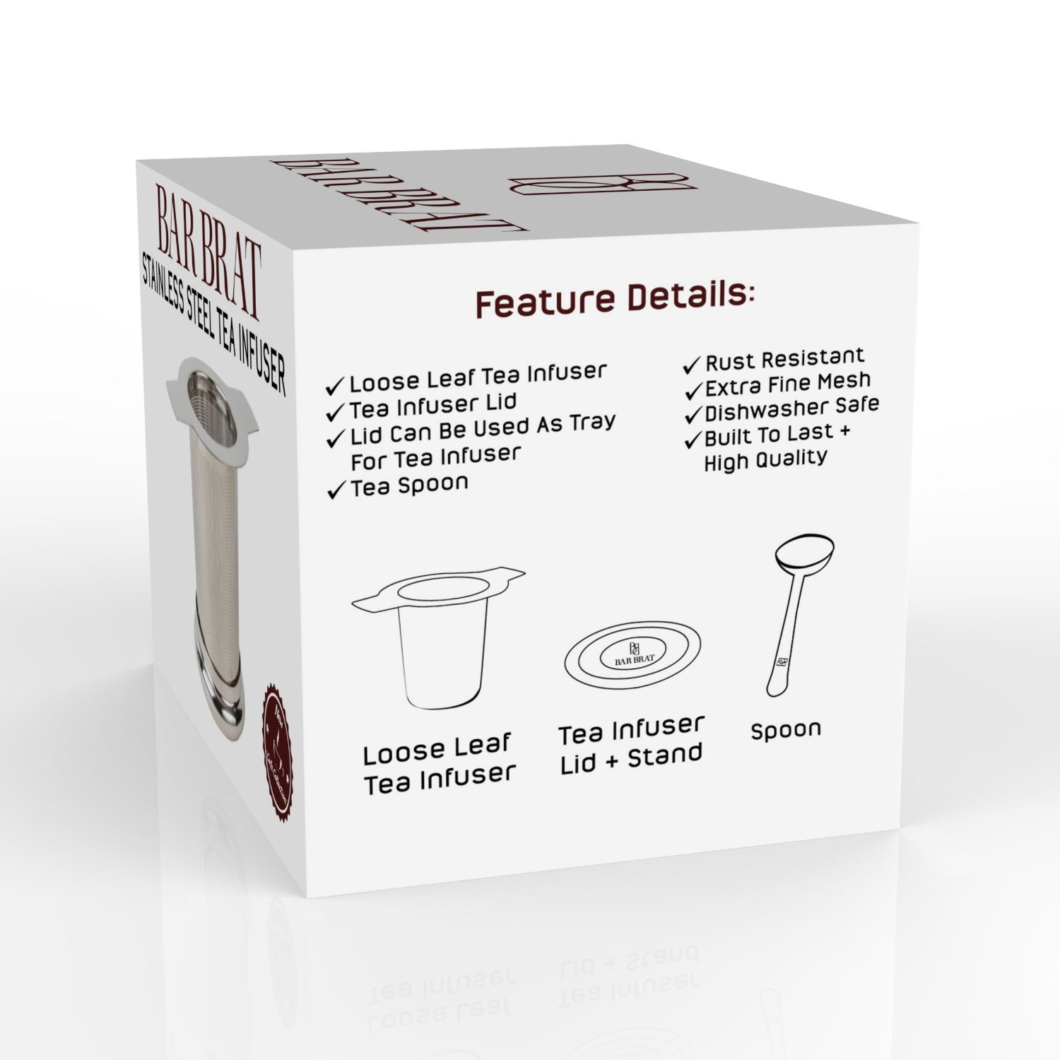 Tea Infuser Strainer + Spoon by Bar Brat / Premium Micro Filter ...