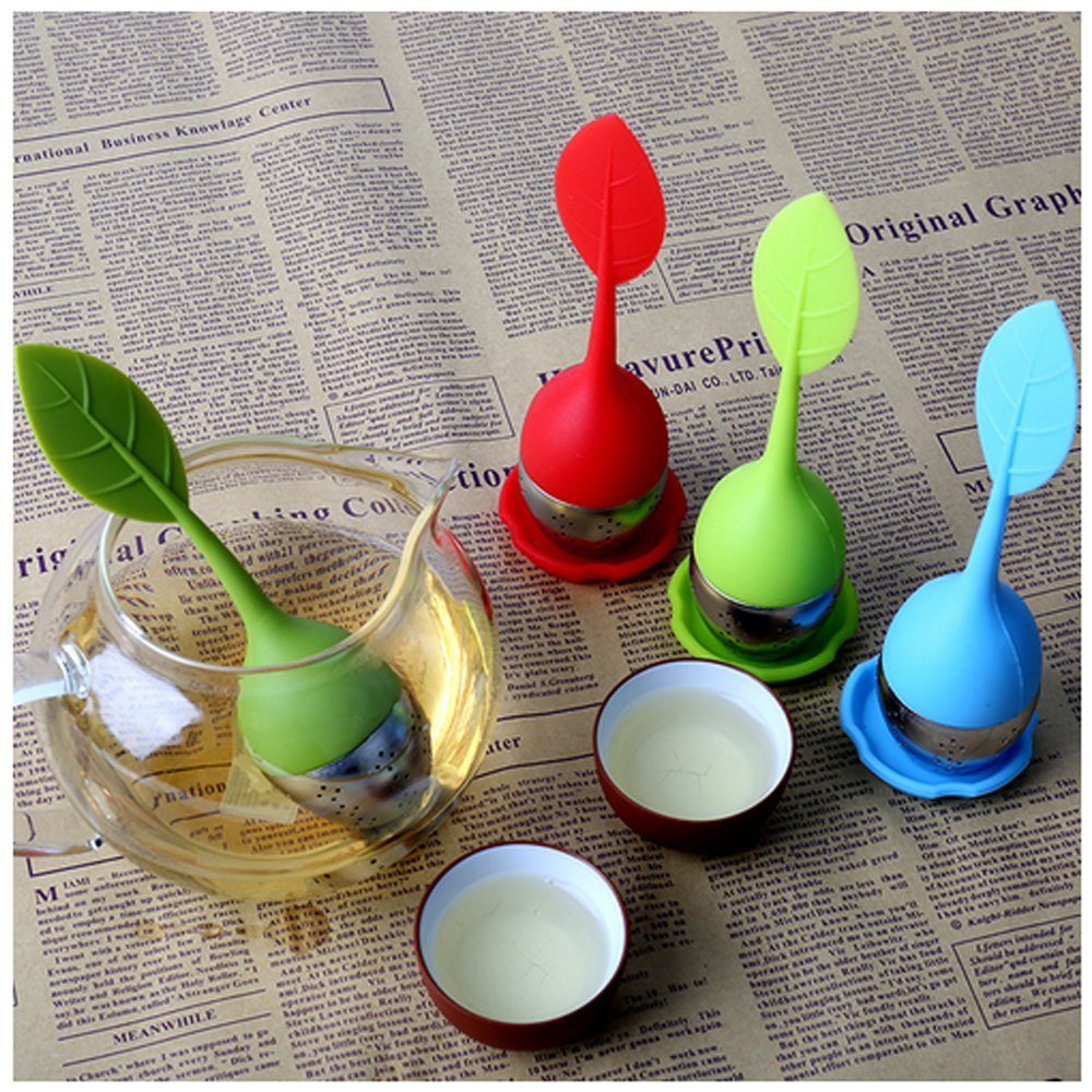 SIO 4pcs Silicone Tea Infuser Teaspoon Infuser Stainless Steel Tea ...