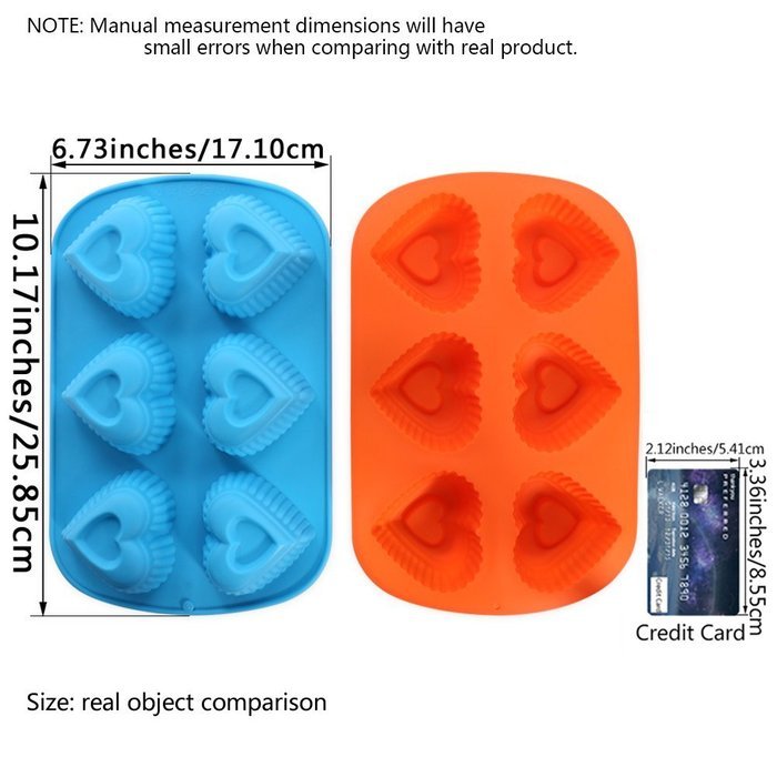 Cake Bread Molds, 2PCS YYP [6 Cavity Heart Shape Mold] Silicone Cake ...