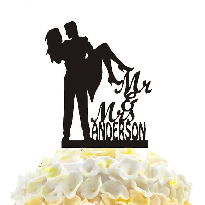 Ecape Acrylic Wedding Cake Topper Wedding Monogram Mr and Mrs Cake ...