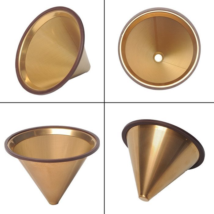 Titanium Coated Gold Coffee Dripper Premium 18/10 Stainless Steel Pour ...