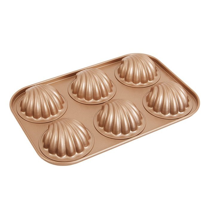MyLifeUNIT 6 Cups Scallop Shaped Madeleine Pan, Non-Stick Carbon Steel ...