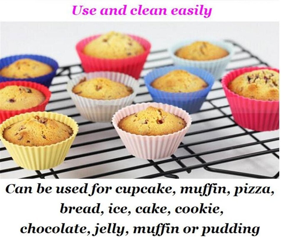 Wispun 5pcs/lot Silicone Muffin Cases Cake Cupcake Liner Baking Mold ...