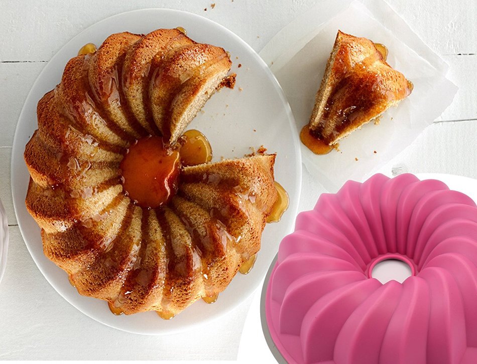 Trustworthy Buy 10-Inch Slicone Pastry Baking Kouglof Mold Pan, Savarin ...