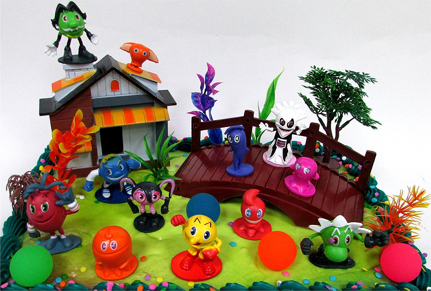 PAC-MAN 22 Piece Birthday CAKE Topper Set Featuring Random Pac-Man ...