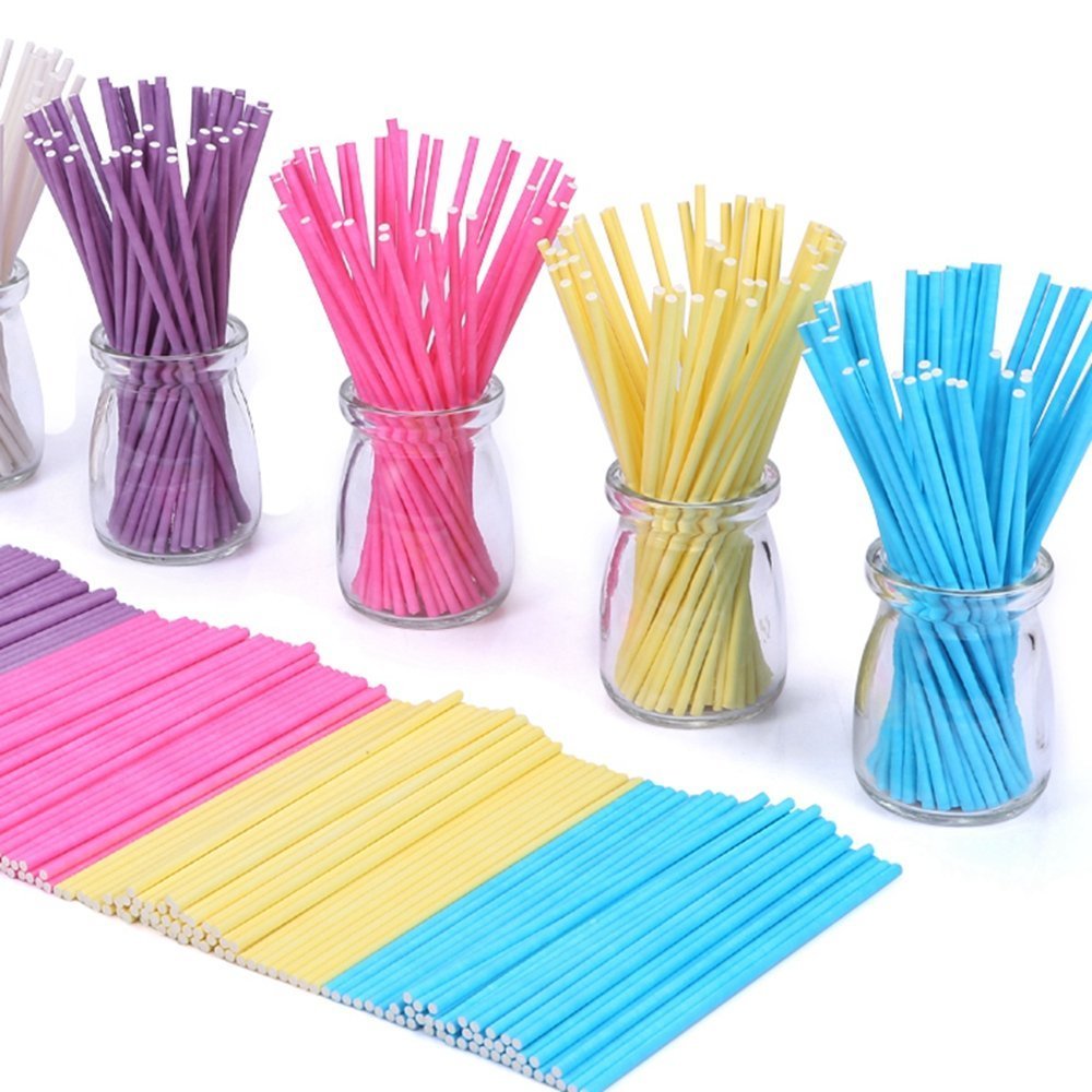 Colored Lollipop Sticks 100 count 6 inch (Blue, White, Purple, Yellow ...