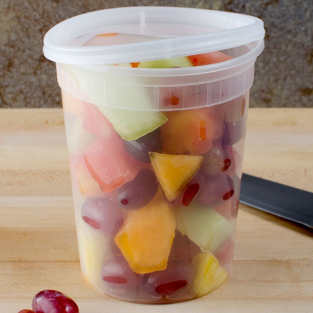 SunnyCare® 32 oz.Microwavable Translucent Plastic Deli Container with ...