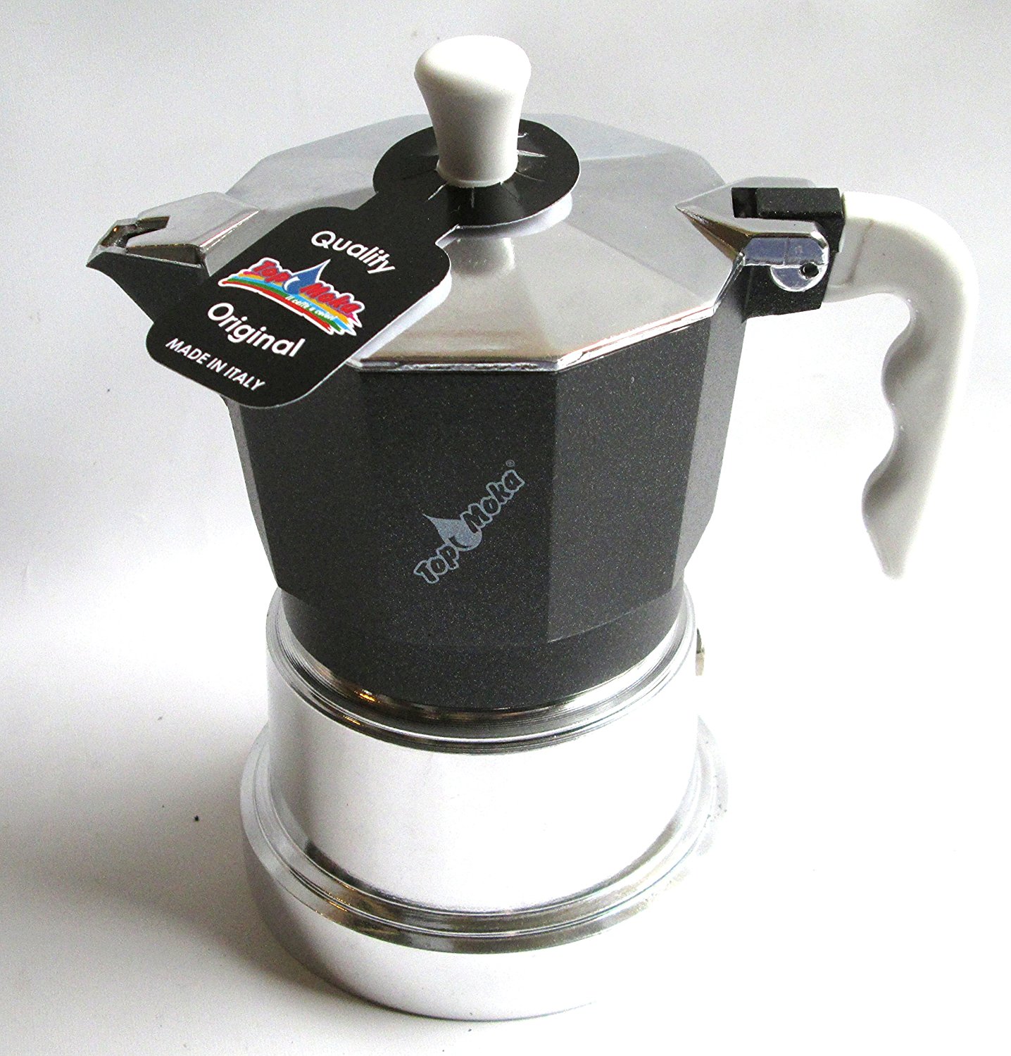 Top Moka: "Top" Aluminium Coffee Maker, Black with Silver Boiler ...