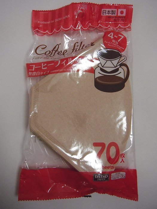 Daiso Coffee Filter Paper -[4-7cups cups of coffer] Brown 70 pieces ...