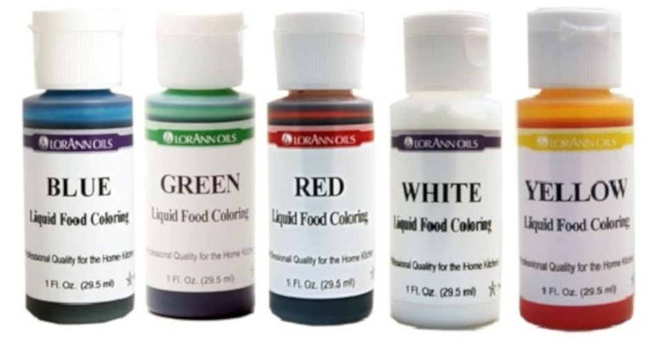 Lorann Oils Liquid Food Coloring - Primary Colors - Set of Five 1 Ounce ...
