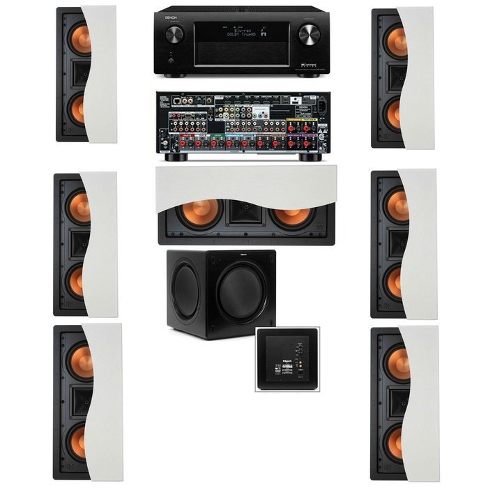 Klipsch R-5502-W II (7)In-Wall Speaker 7.1-SW-310 Denon AVR-X4000 free ...