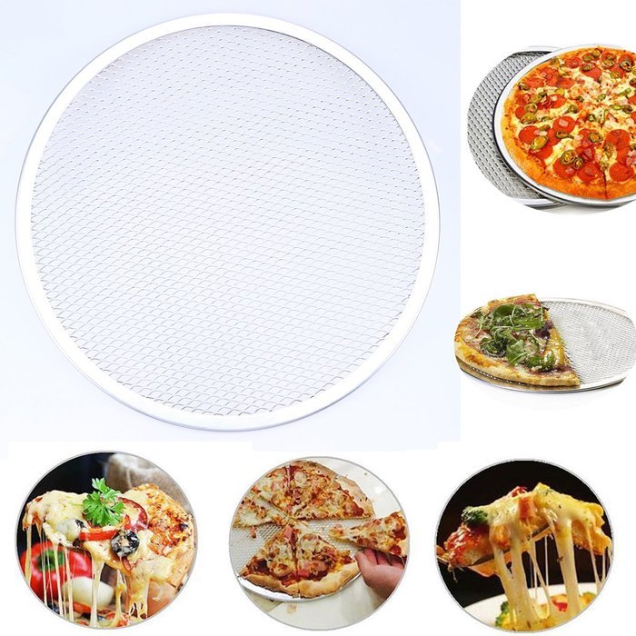 Whosee 14-Inch Seamless Aluminum Pizza Screen Baking Tray Metal Net ...