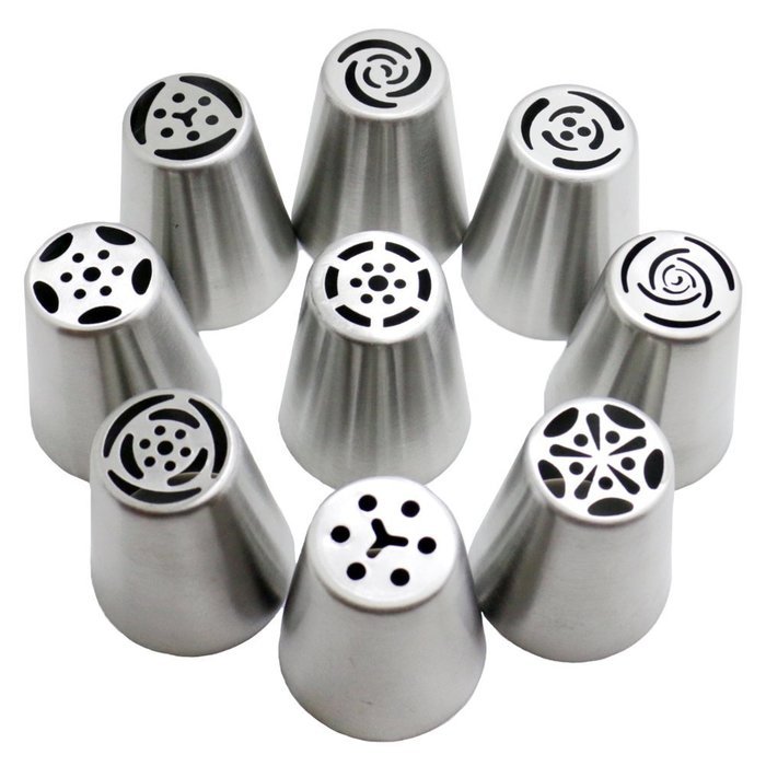PAPISNOW Russian Piping Tips 9PCS/SET 304 Stainless Steel Large Size ...