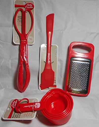 Betty Crocker 4 pc utensil set; grater, salad tongs, spatula, measuring ...