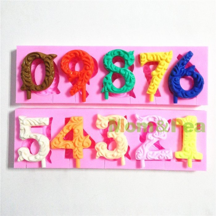 Mom&pea 0589 Candle Numbers Shaped Silicone Mould for Fondant Cake ...