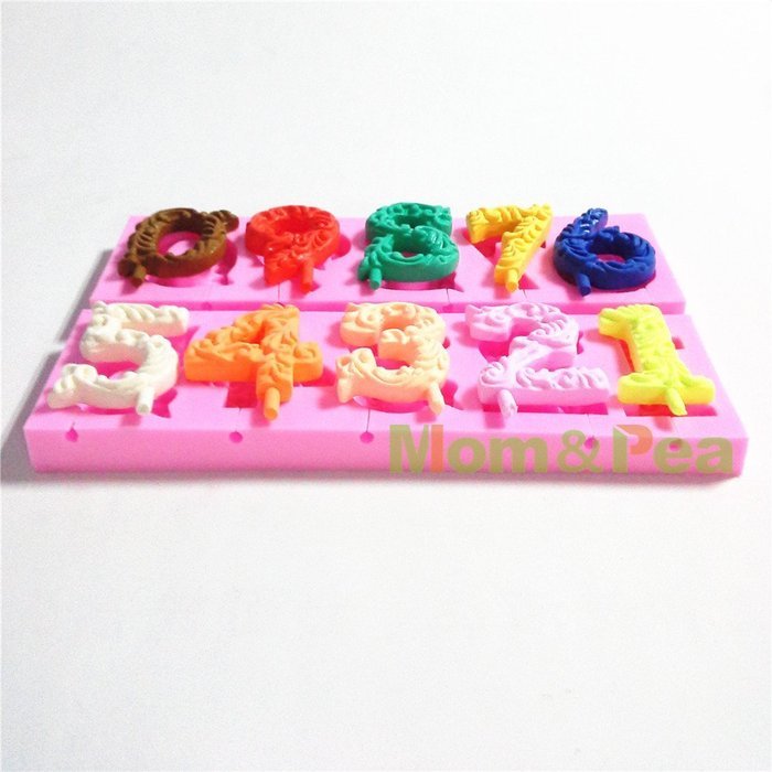 Mom&pea 0589 Candle Numbers Shaped Silicone Mould for Fondant Cake ...