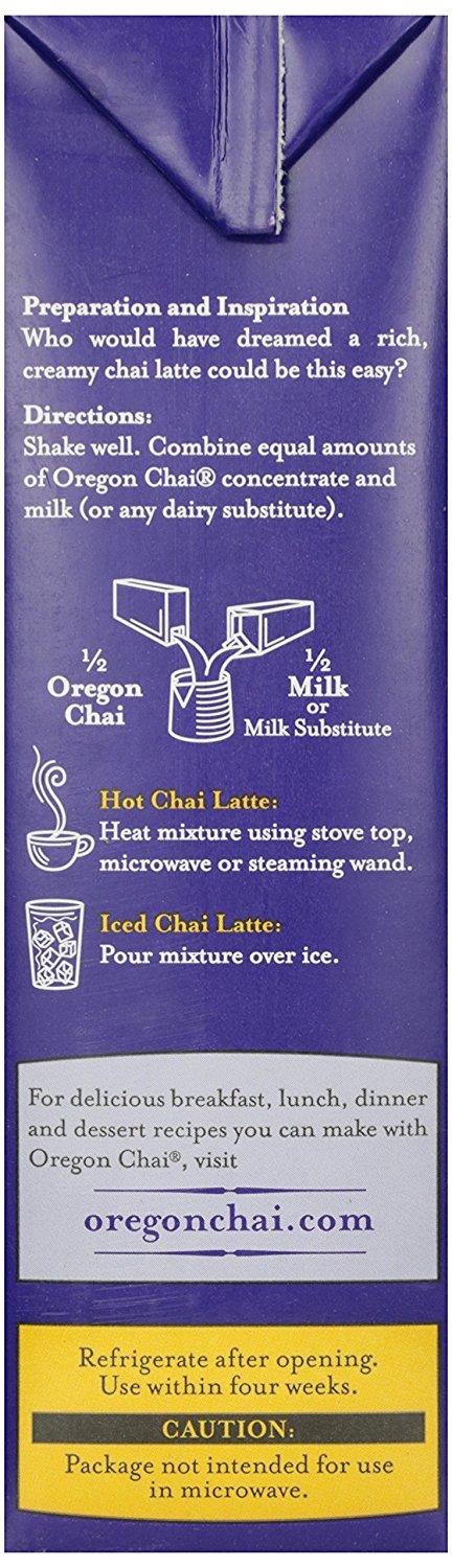 Oregon Chai, Sugar Free Original Chai Tea Latte Concentrate, 32 0Z N3 ...