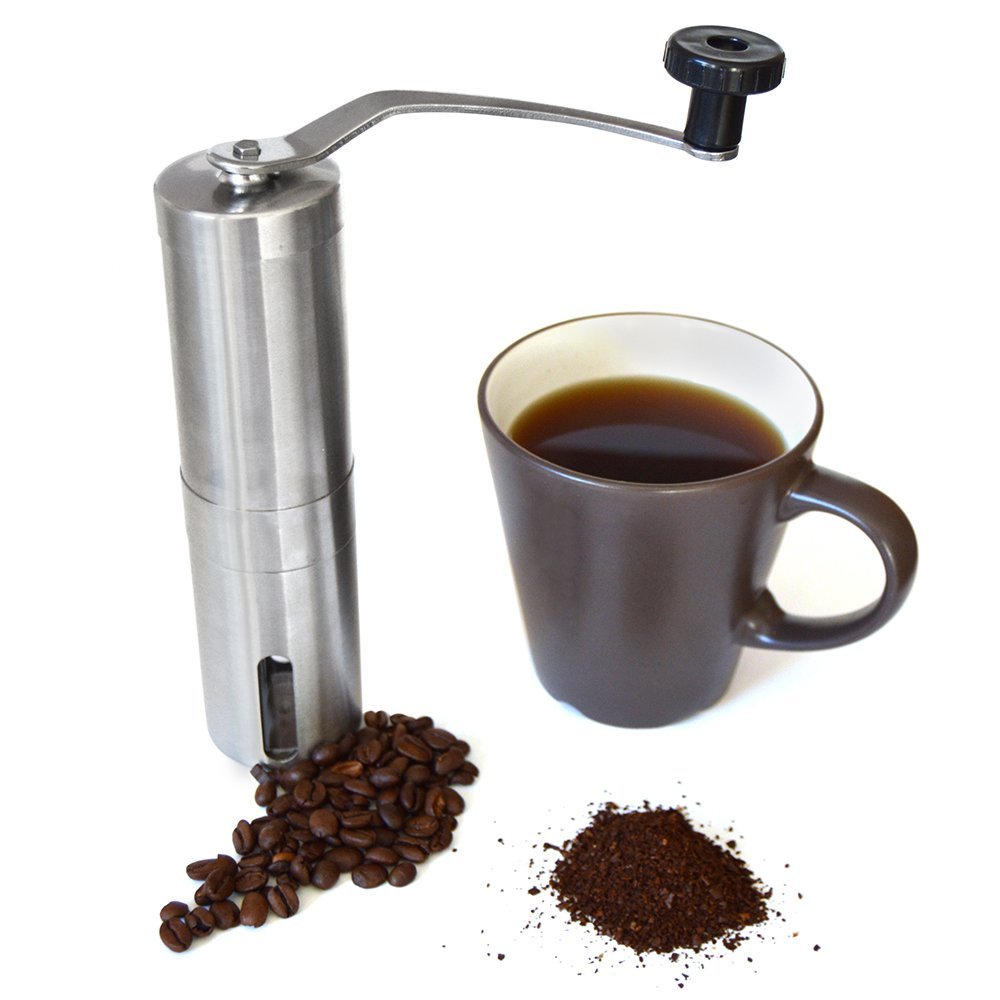 Stainless Steel Manual Coffee Grinder with Ceramic Conical Burr ...