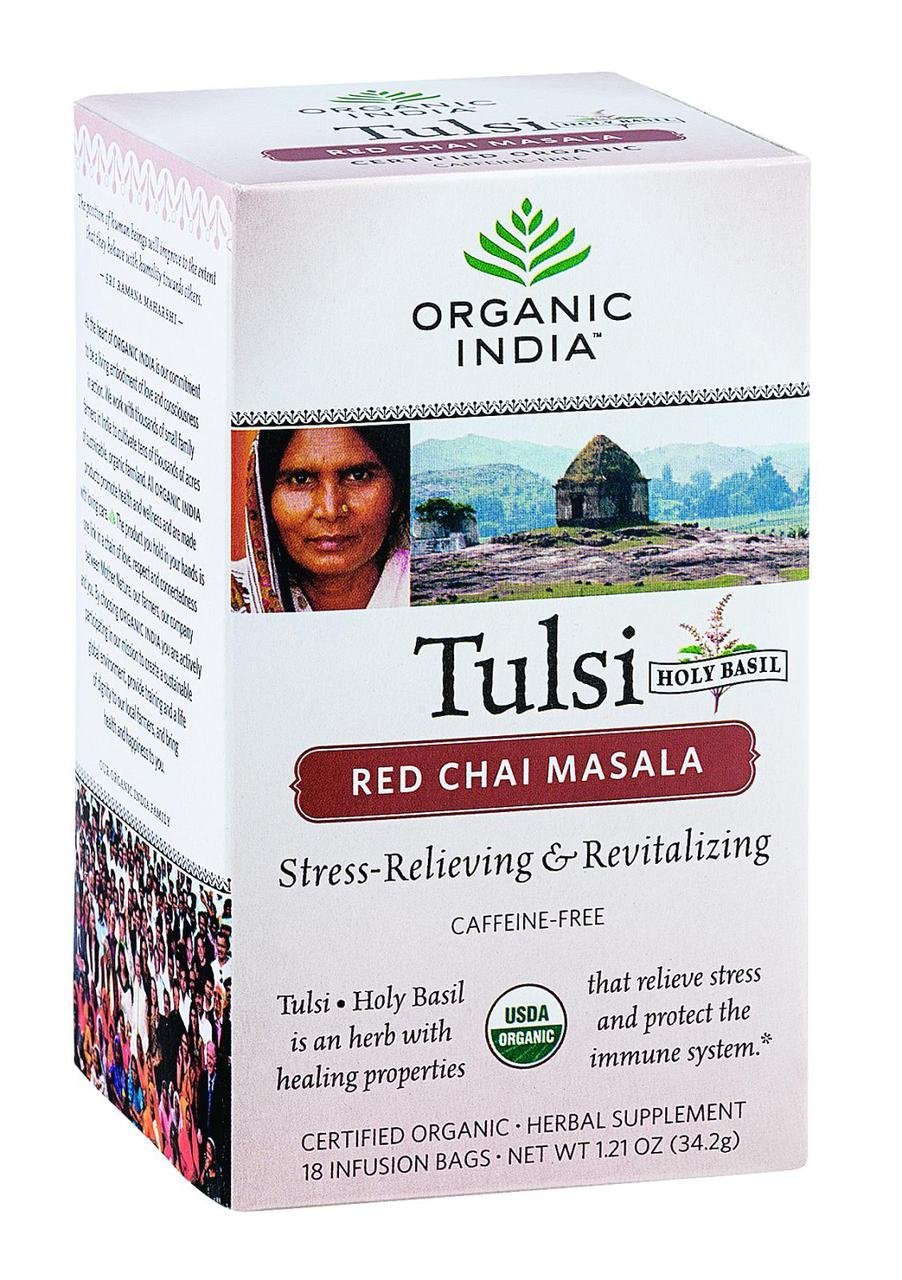 Organic India Tulsi Red Chai Caffeine Free Tea, Masala, Pack of 3 N2 ...