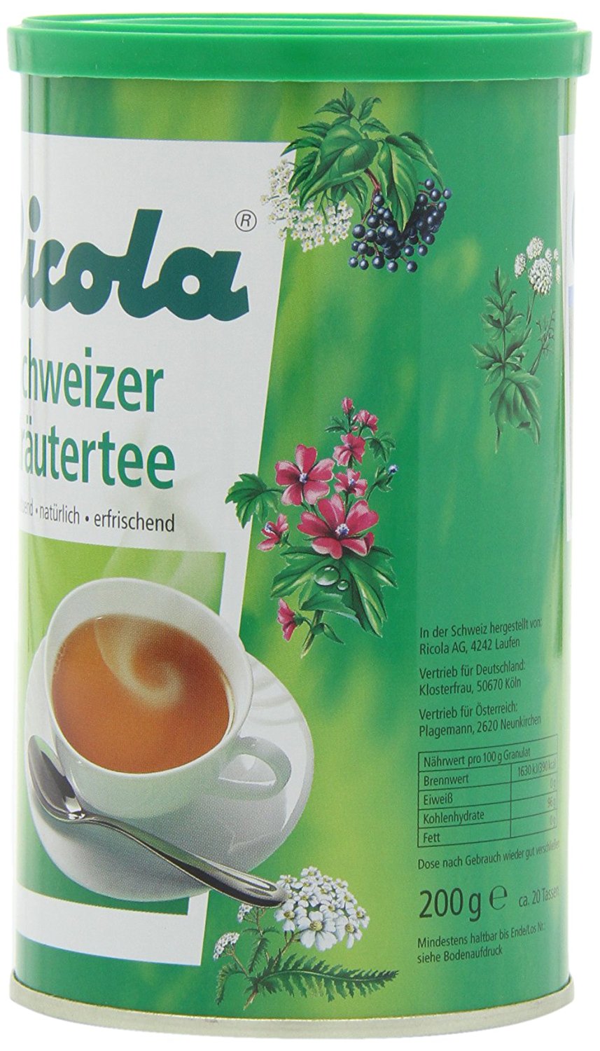 Ricola Schweizer Krautertee (Instant Herb Tea), 7-Ounce Can (Pack of 3 ...