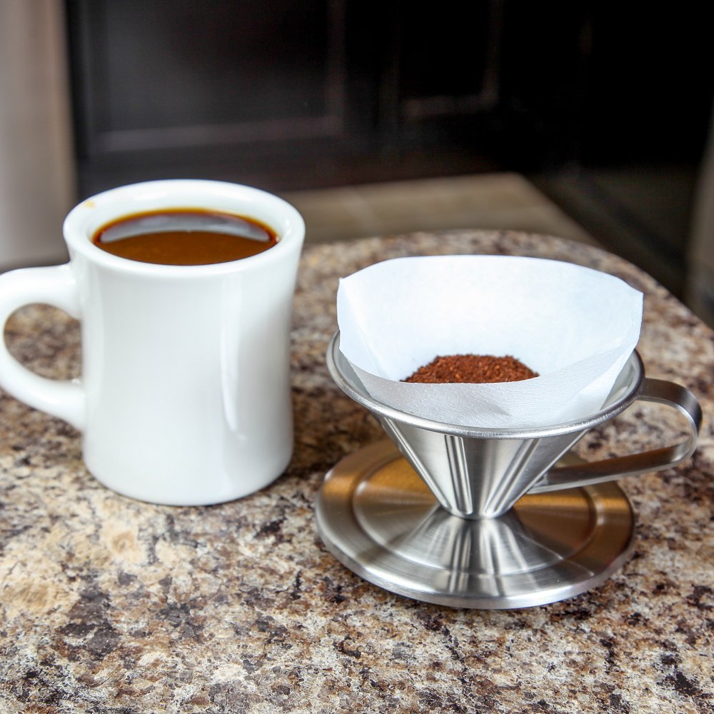 Home-X 1 Cup Pour Over Stainless Steel Coffee Cone Maker. Perfect for ...