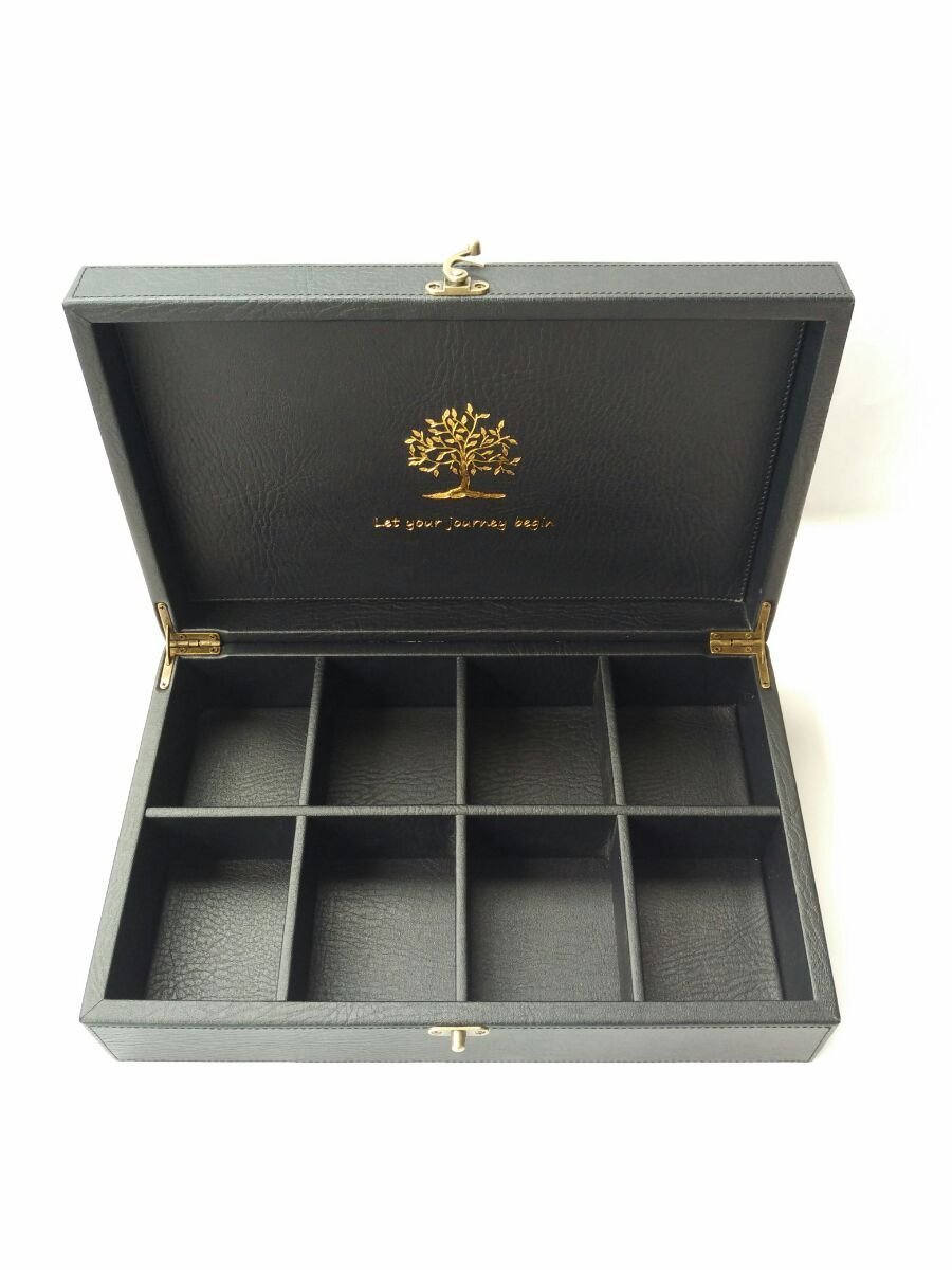 Serenity Tea Wooden and Leather Tea Box With 8 Equally Divided ...