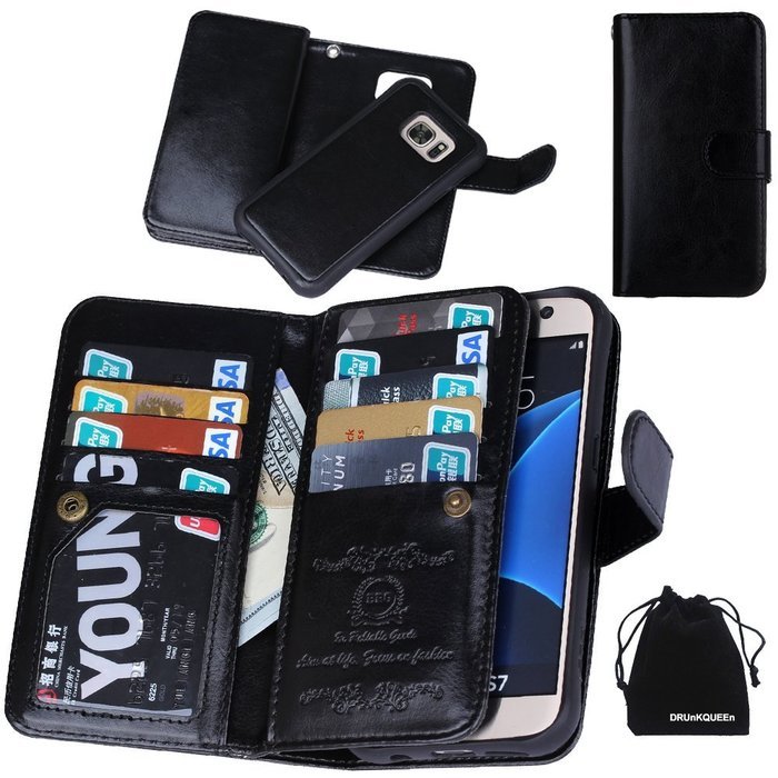S7 Case, DRUnKQUEEn® Premium Leather Credit Card Holder Feature Wallet ...