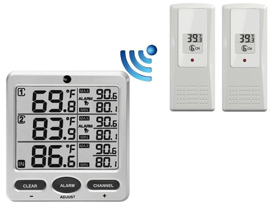 Ambient Weather WS-21 Wireless 8-Channel Thermometer with Two Remote ...