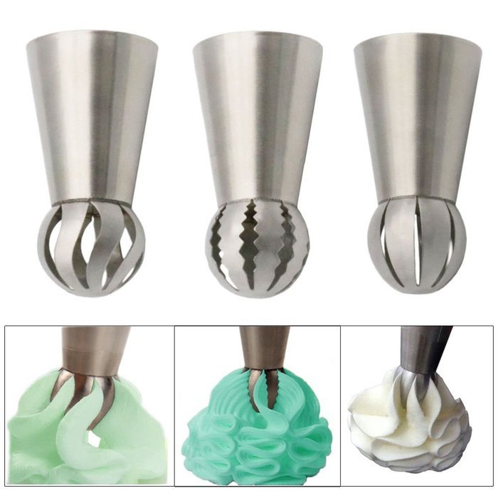3PCS/Set Russian Piping Tips, SOOKOO Sphere Ball Tips Russian Icing ...