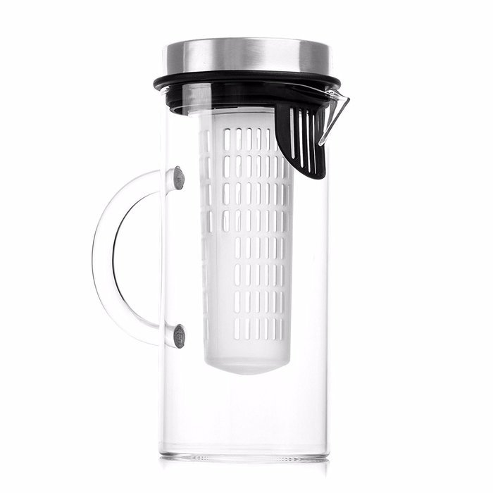 Blümwares Glass Pitcher with Infusion Core & Airtight Stainless Steel ...