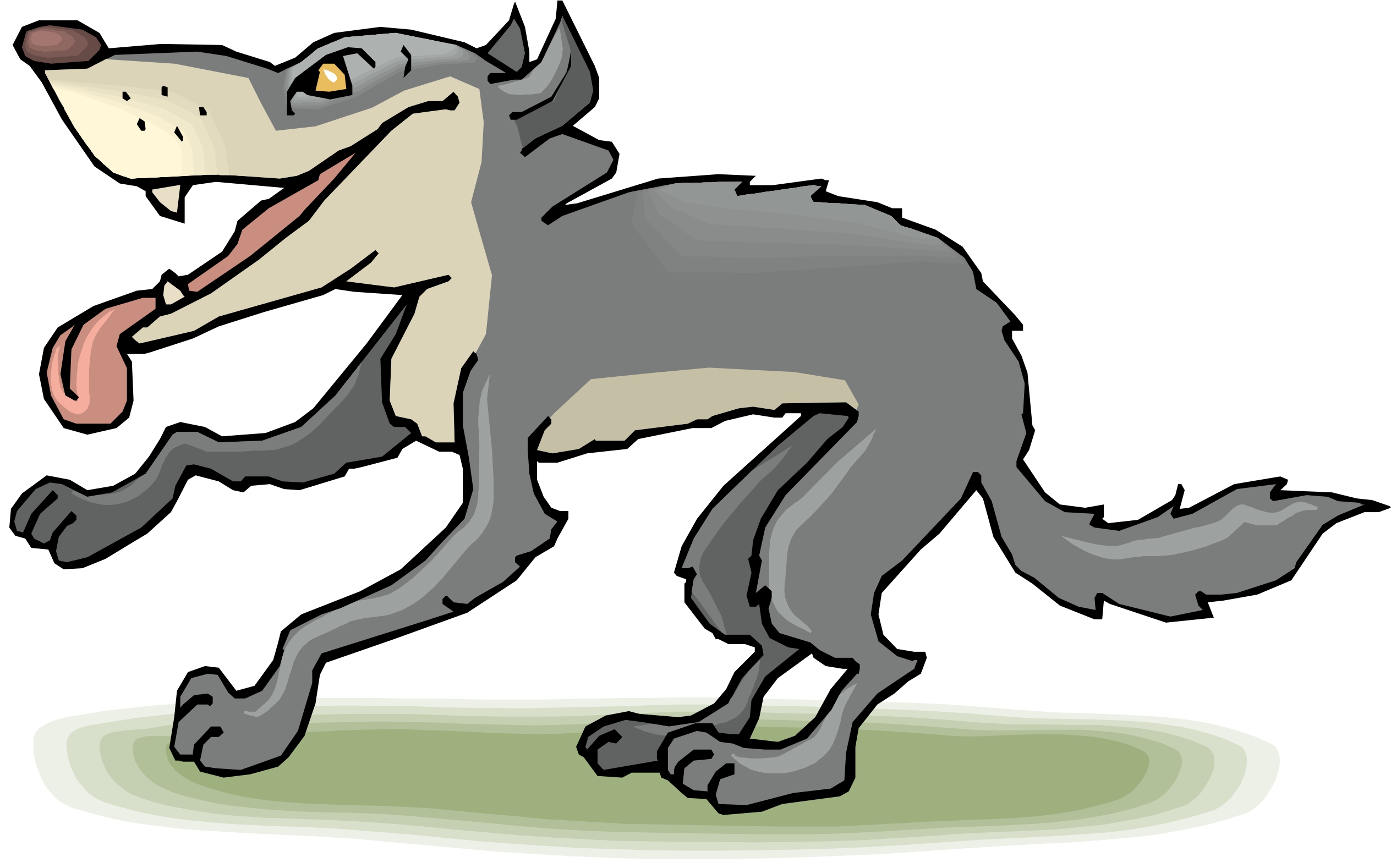Cartoon wolf in tongue hanging out free image download