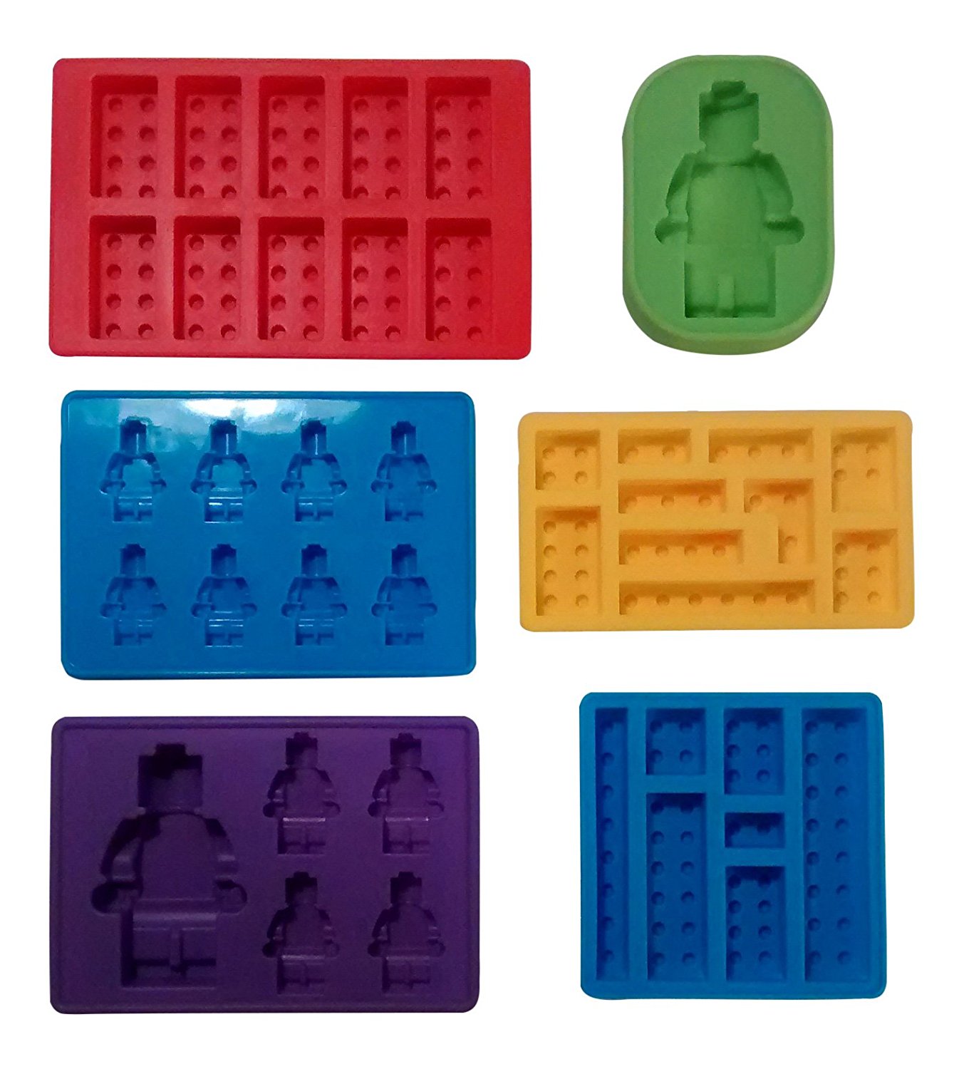 Lego Chocolate and Candy Molds, 6pc Deluxe Set of Various Sized Bricks ...