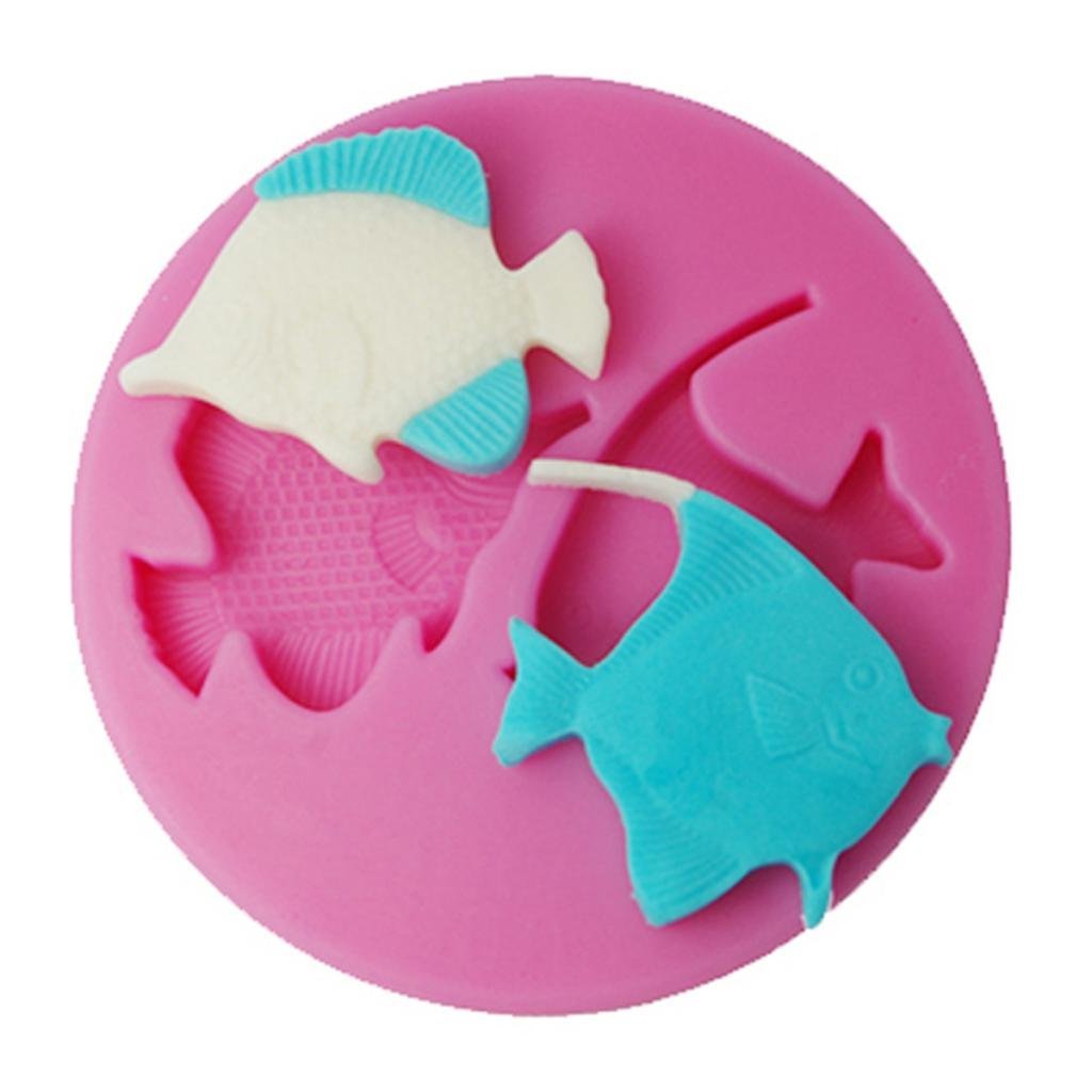 FOUR-C Silicone Cupcake Mold Tropical Fish Fondant Mould Color Pink ...