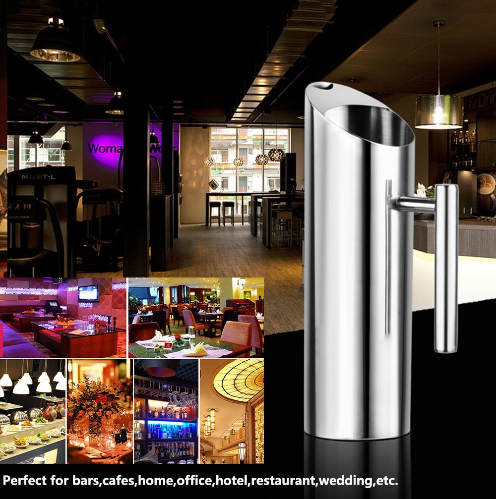 Stainless Steel Water Pitcher with Ice Guard, Straight Pot Frozen ...