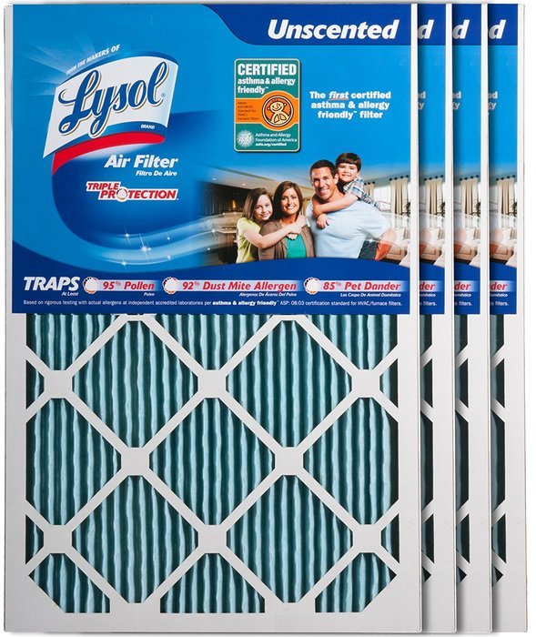 Lysol Triple Protection Furnace/AC Air Filter, 12" x 24" x 1", 2-Pack ...