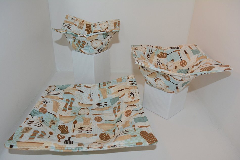 Microwave Bowl Cozies // Set of 3 // 1 Small Bowl Cozy // 1 Medium Bowl ...